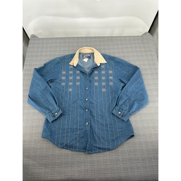 Wrangler | Tops | Vintage Wrangler Blues Denim Shirt Womens Xl Blue ...